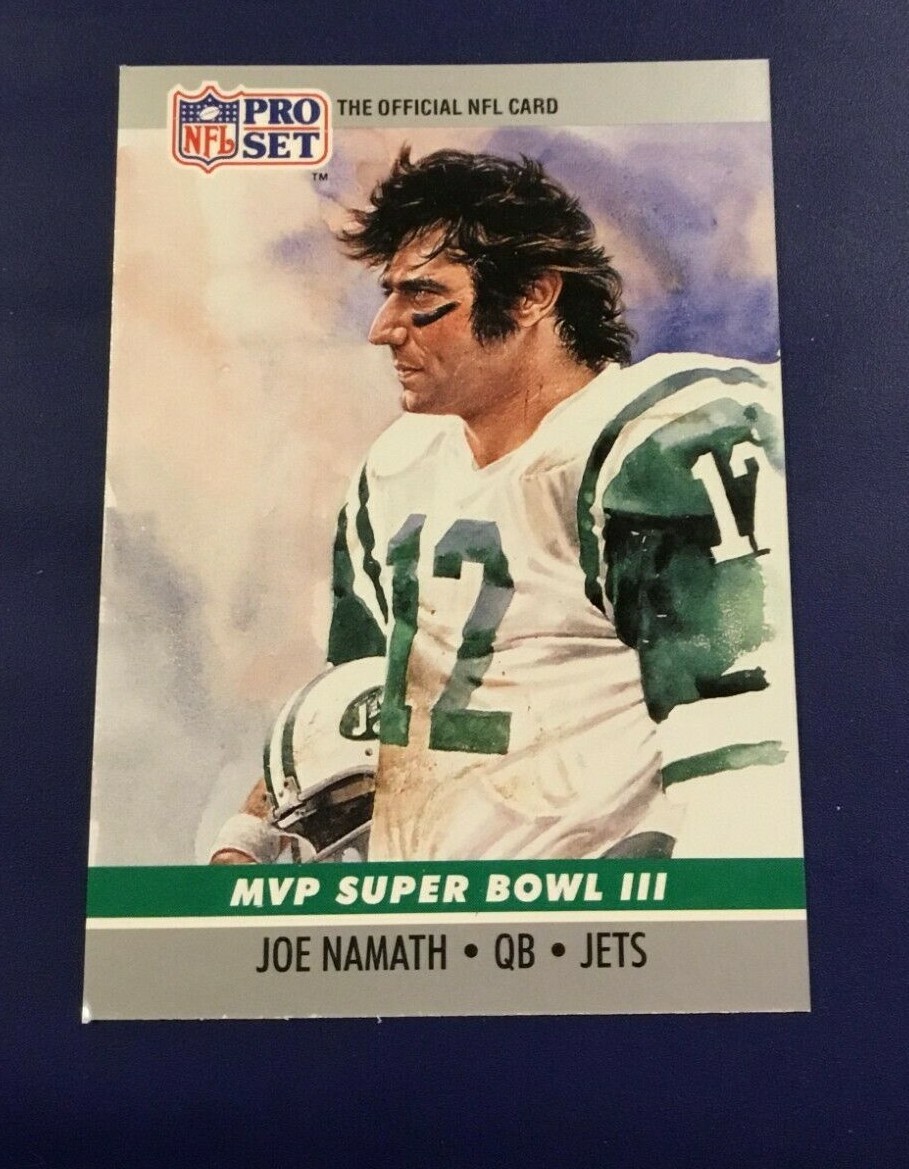 1990 Pro Set # 3 JOE NAMATH Super Bowl 3 MVP III New York Jets Sweet ...