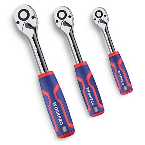 3-Piece Ratchet Set, 1/4", 3/8", 1/2" Drive Ratchet Wrench, Quick ...