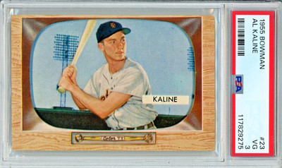 1955 Bowman Al Kaline baseball card, graded VG 3, #23 in the set HOF ...