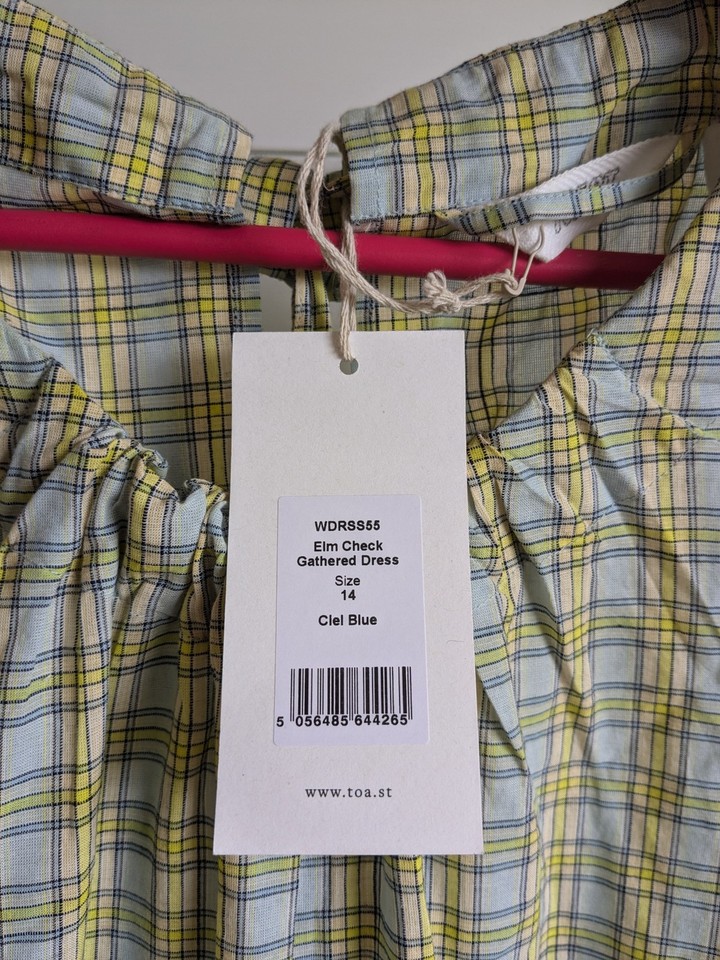 Toast Elm check 100% cotton midi dress UK 14 | eBay UK
