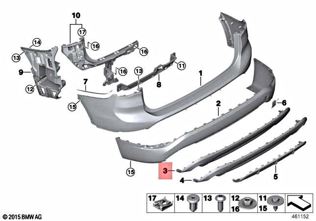 Genuine BMW X1 F48 X1 16d 18d 18dX Trim Panel Bumper Rear Bottom ...