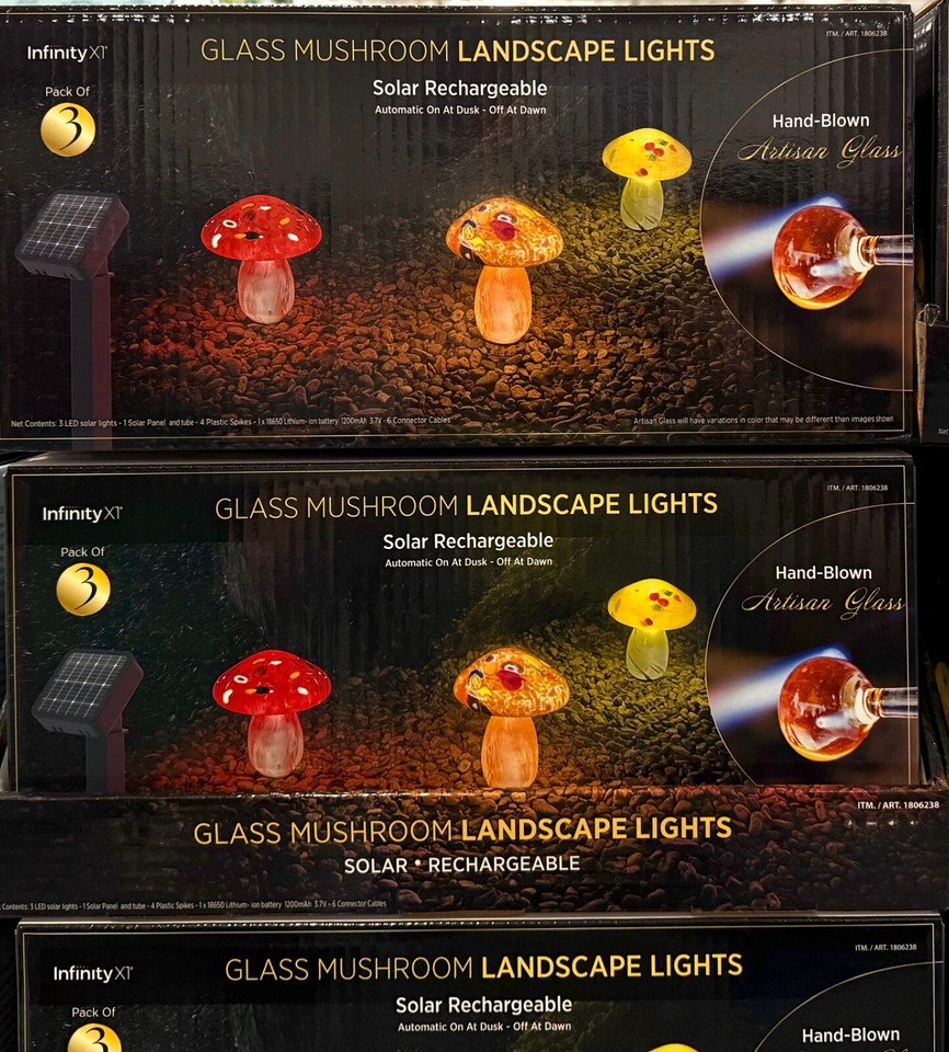 Infinity x1 solar glass mushroom lights 3 pack | eBay