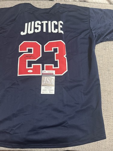 David Justice Signed Autograph Custom Jersey - JSA COA - Atlanta Braves ...