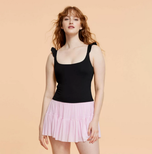 Blogilates Shirt Women's Medium Ruffle Tank Top Black Cropped ...