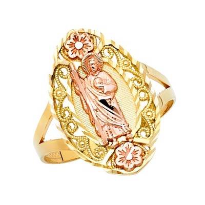 NEW 14K TRI COLOR GOLD RELIGIOUS RING | eBay
