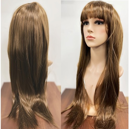 Brown Long Fringe Fancy Dress Wig Costume Cosplay Long Bright Wig Party ...