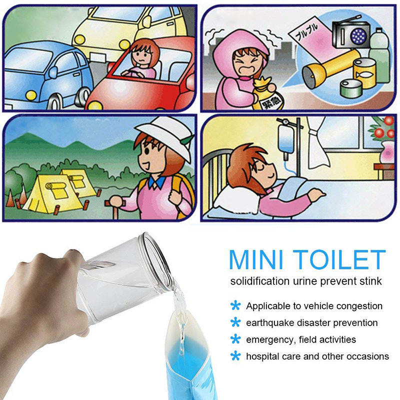 10Pc Portable Travel Disposable Urinal Urine Wee Bags Camping Car ...