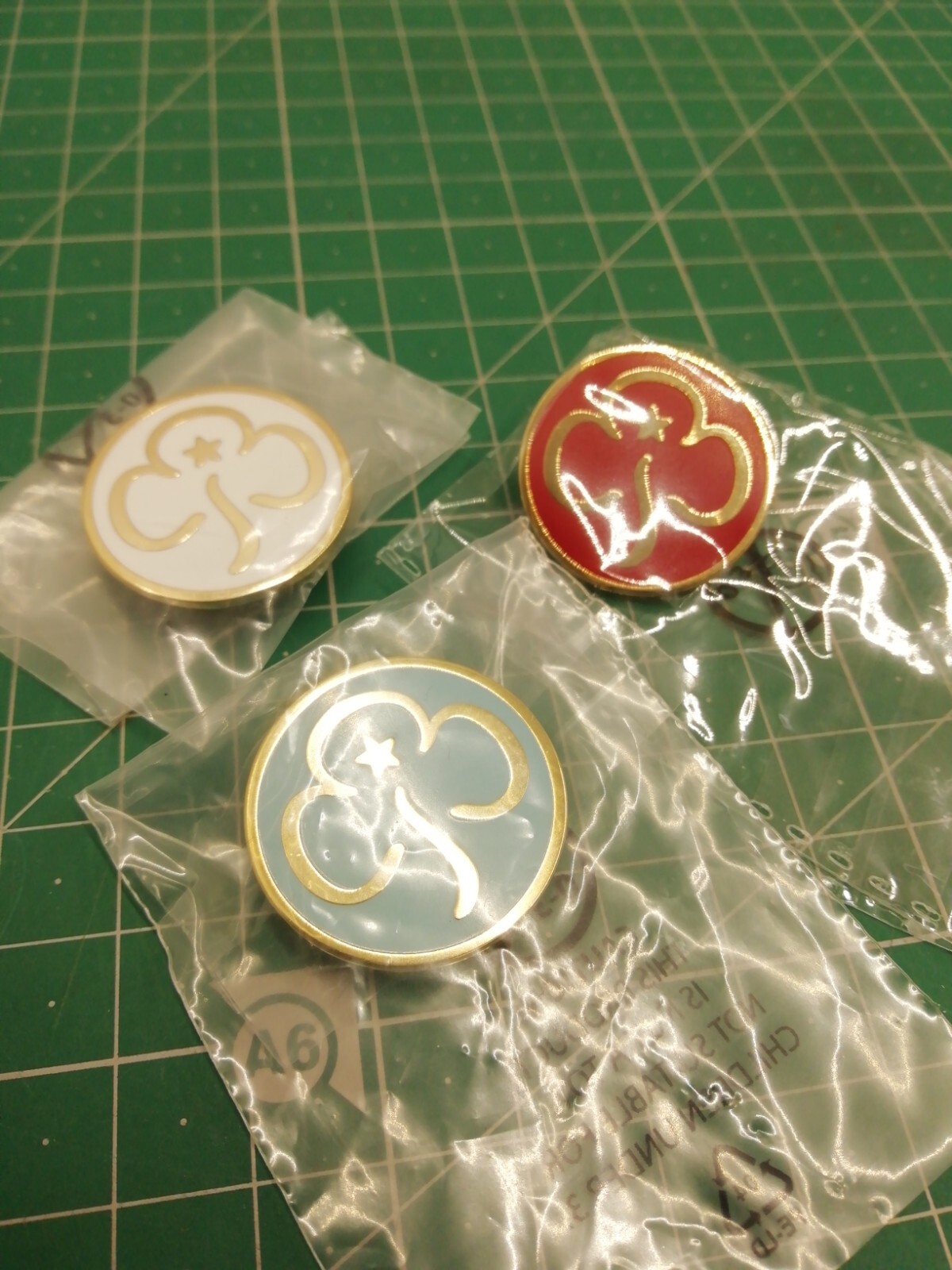 Set of Rainbows Young Leader and trefoil promise metal Badges ...