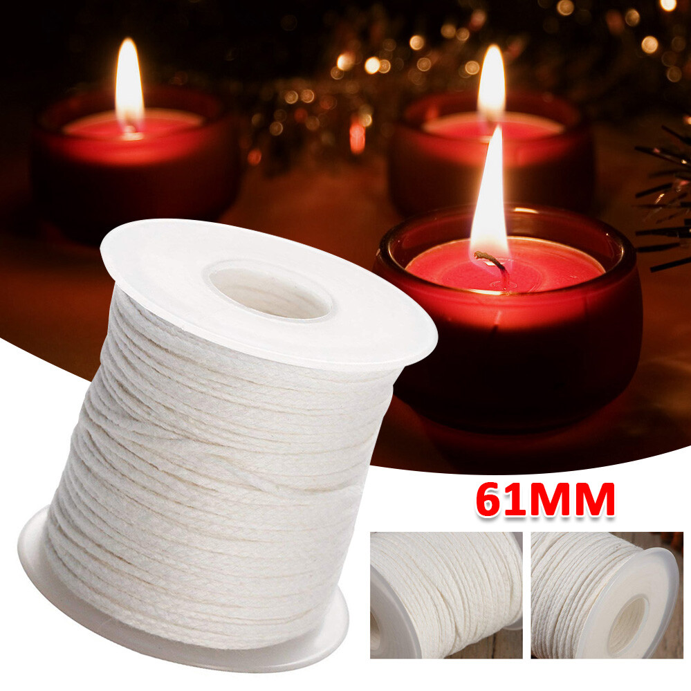 60M/Roll Spool of Cotton Square Braid Candle Making Candle Wicks Wick ...