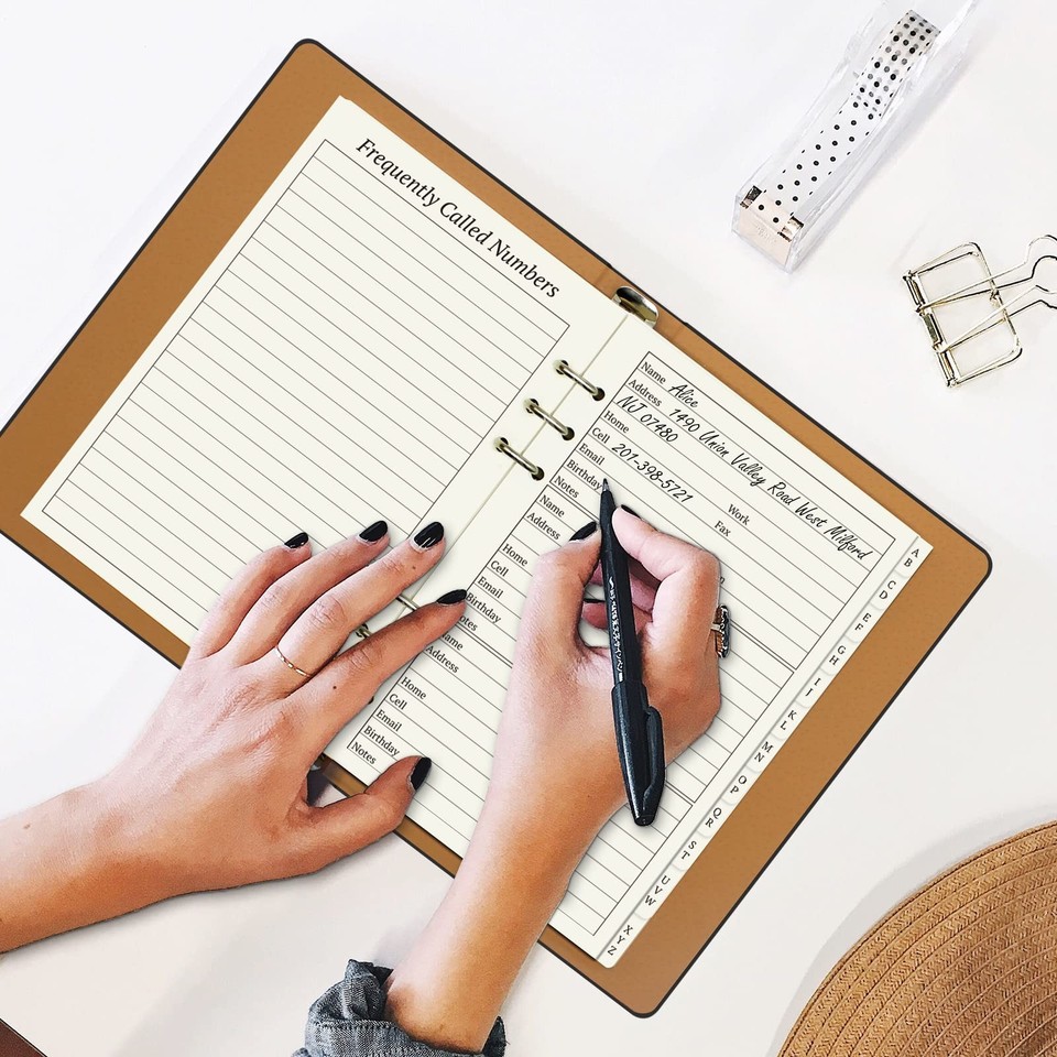 Refillable Address Book with Alphabetical Tabs, 600 Entry Spaces Large ...