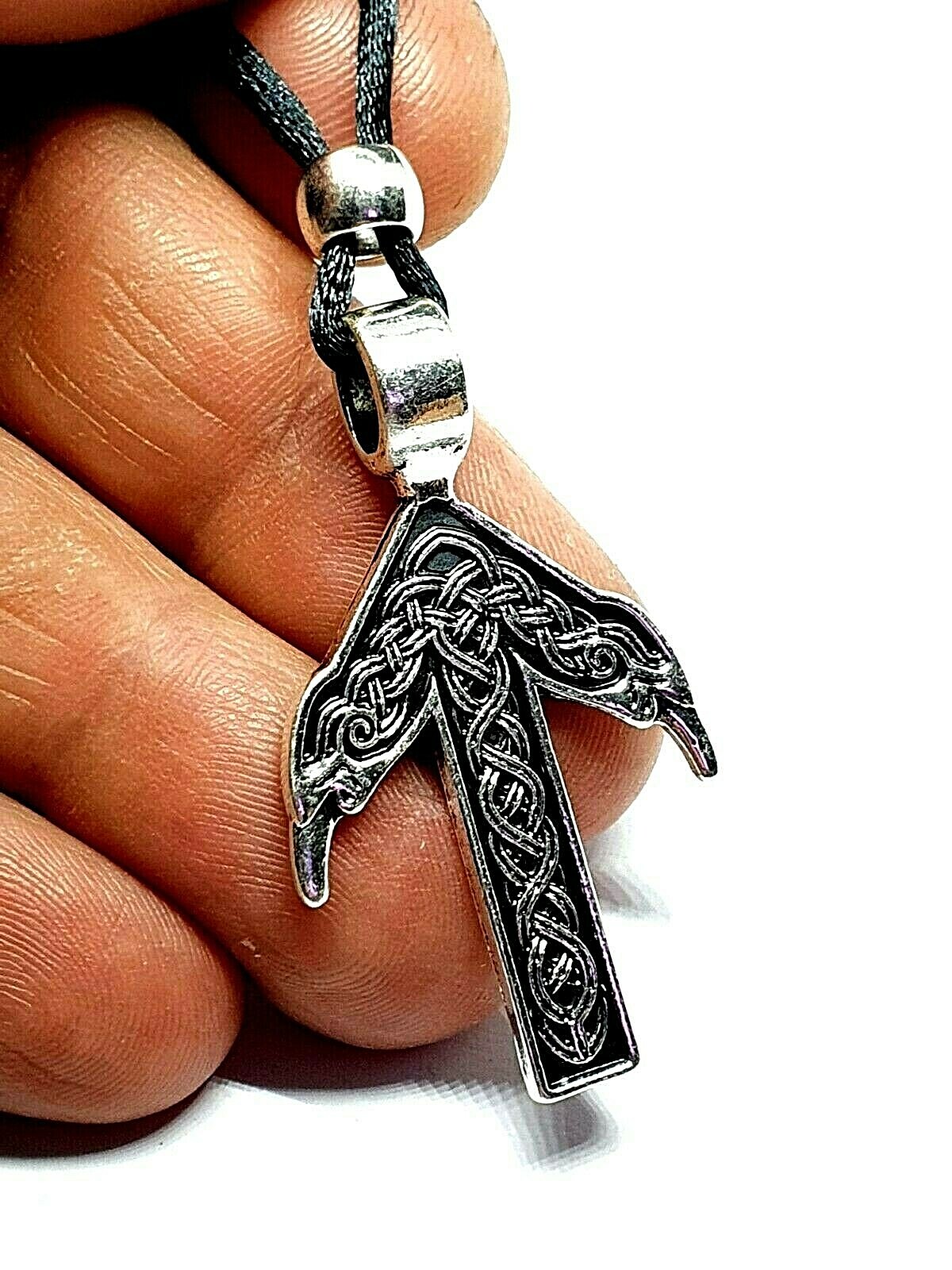 Tiwaz Rune Pendant Bead Tyr Necklace Arrow Raven Pagan Norse Viking ...