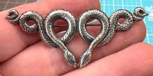 Vintage Sterling Silver Snout Touching Snakes Eternity Knot Brooch | eBay