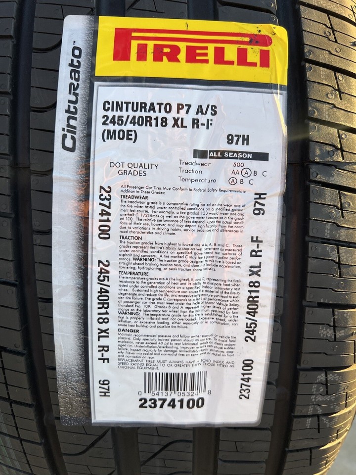 ONE NEW Pirelli Cinturato P7 A/S All Season Run Flat 245/40R18 R-F RFT ...