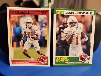 Xavier Worthy 2 Card Rookie Lot. Kansas City/ Texas 2024 Score Football ...