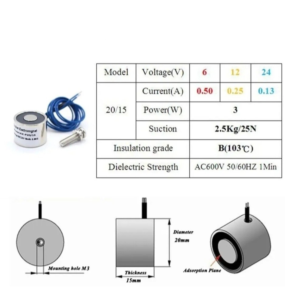 6v-24VDC 25N LB/23g Electric Lifting Magnet Electromagnet Solenoid Lift ...