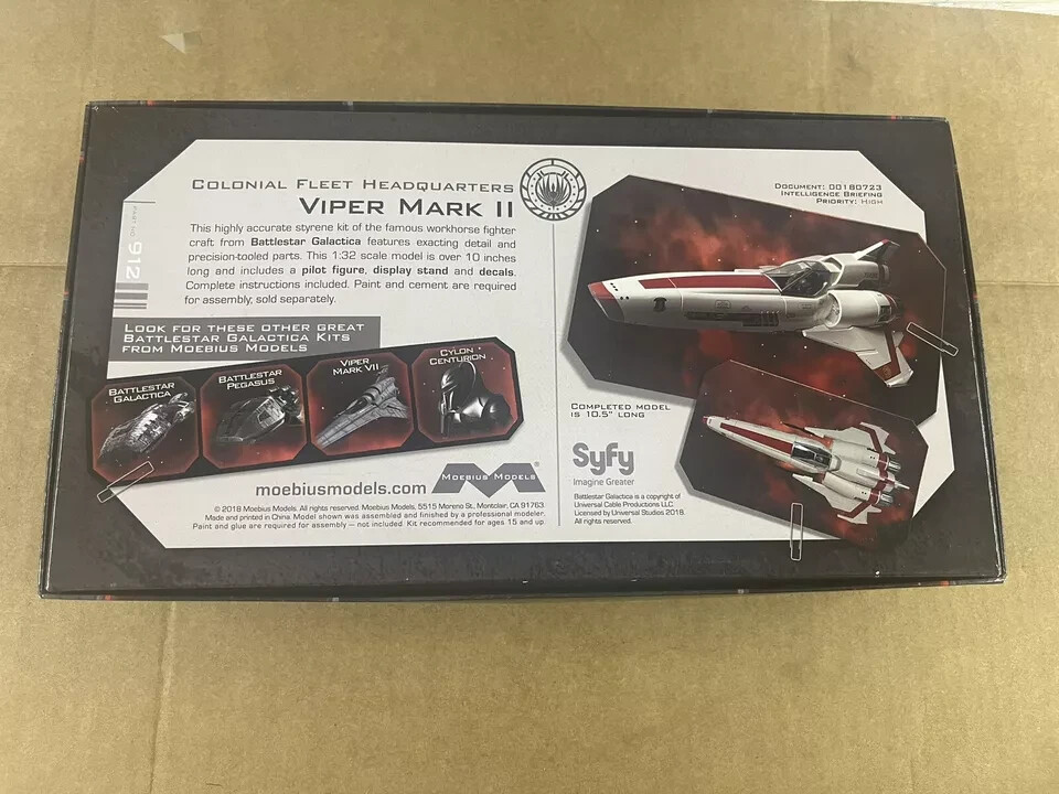 RARE!! VTG! NEW!! Battlestar Galactic Viper Mark II Moebius Models ...