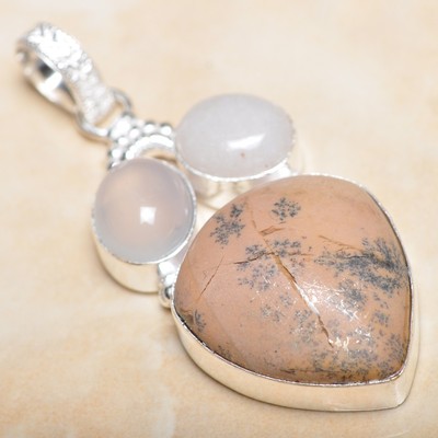 Handmade Dendritic Tree Natural Agate 925 Sterling Silver Pendant 2.25 ...