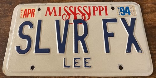 SLVR FX Vanity License Plate Mississippi Silver Fox | eBay