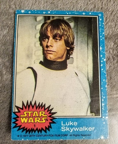 AUTHENTIC TOPPS 1977 STAR WARS LUKE SKYWALKER #1 ROOKIE CARD BLUE ...