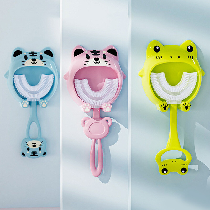 Portable All Rounded Children U Shape Toothbrush Baby Silicone Ages 2 ...