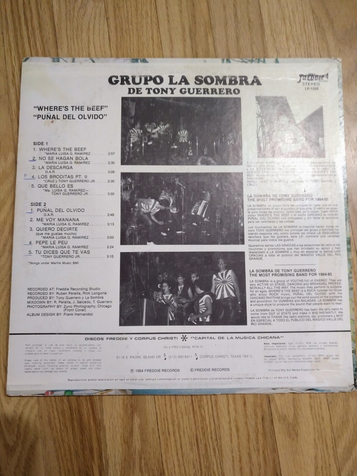 Grupo La Sombra Wheres The Beef Vinyl LP Record 1984 Freddie Latin ...
