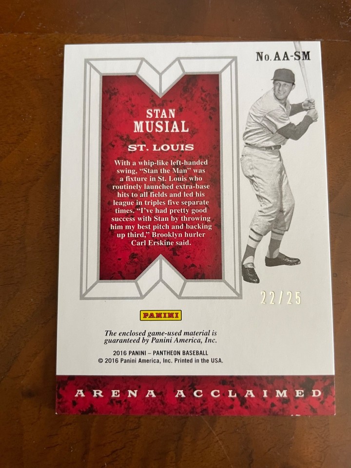 Stan Musial 2016 Pantheon Triple Game Used Relic’s #/25.!! | eBay