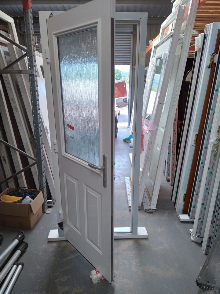 CLEARANCE DOOR-SETS! White UPVC Composite Front Door 2070nm X 820mm ...