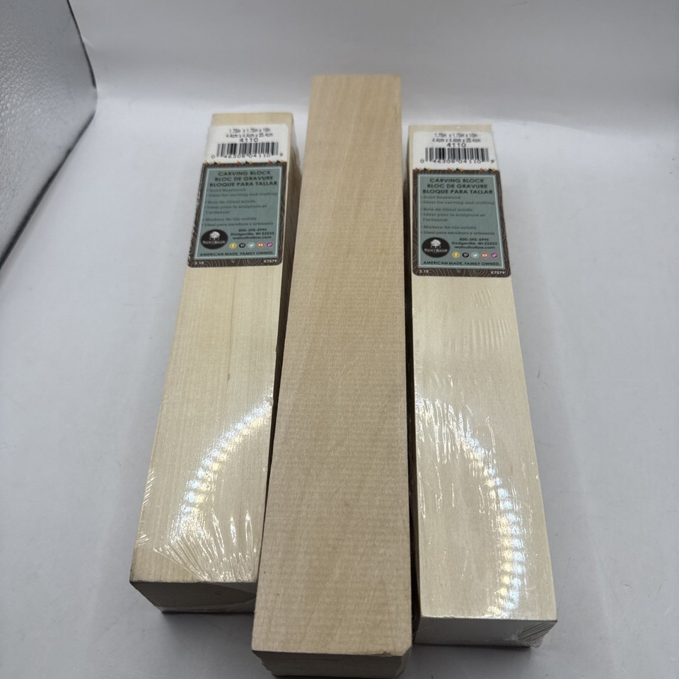 Solid Basswood Carving Turning Wood Blocks Lot Of 3 | eBay