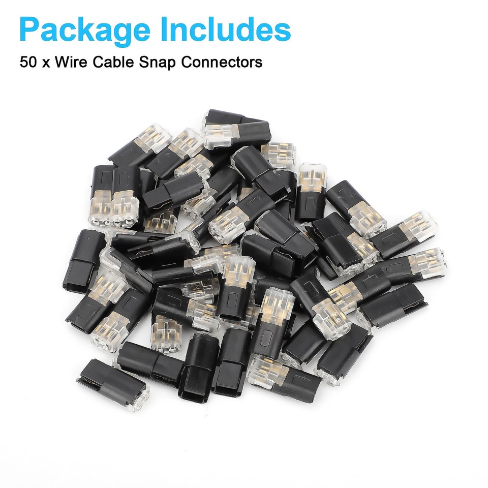 50pcs 18-22 AWG Black Wire Connectors Plug in with Lock Clip and Test ...
