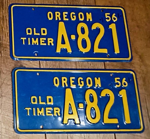 Rare - 1956 Old Timer License Plates A-821 - Minty Colors Shine DMV ...