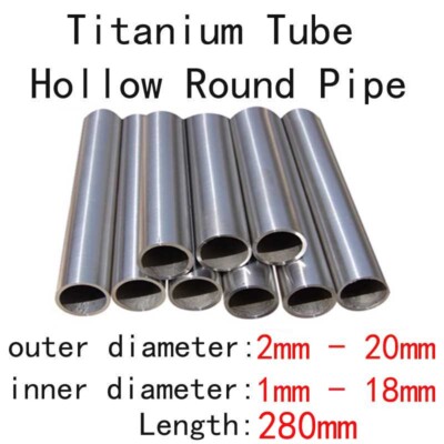 1pcs 280mm Length 2mm-20mm OD Titanium Tube TA2 Round Pipe Hollow ...