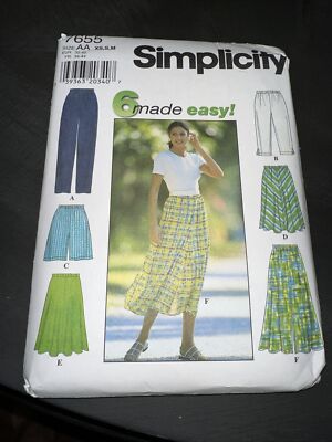 Simplicity Pattern 7655 - Misses' Pants Shorts Skirt Sz XS - M | eBay