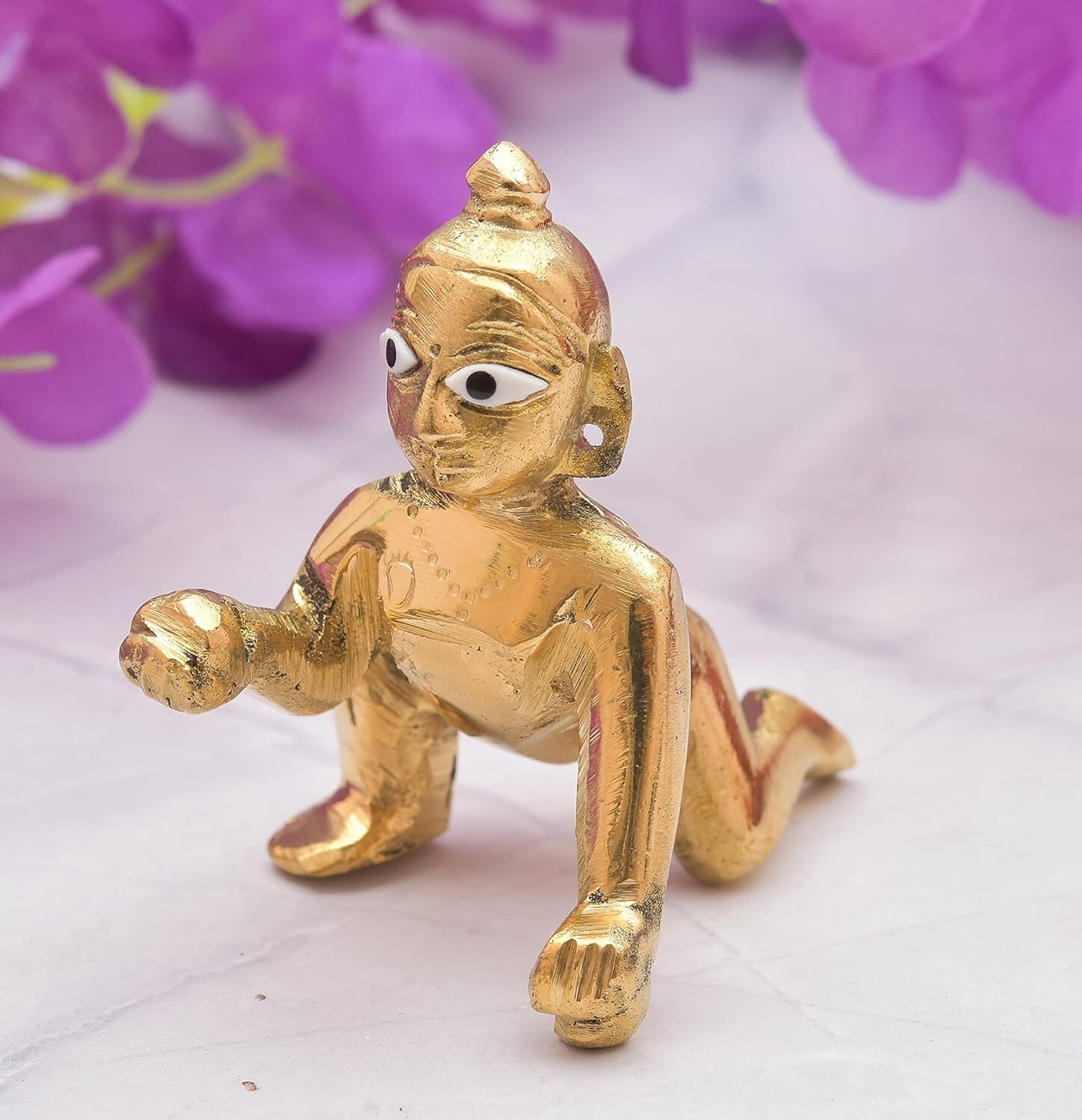 Religious Brass Ladu Gopal Bal Gopal 2"Lord Krishna Statue Hindu Puja ...