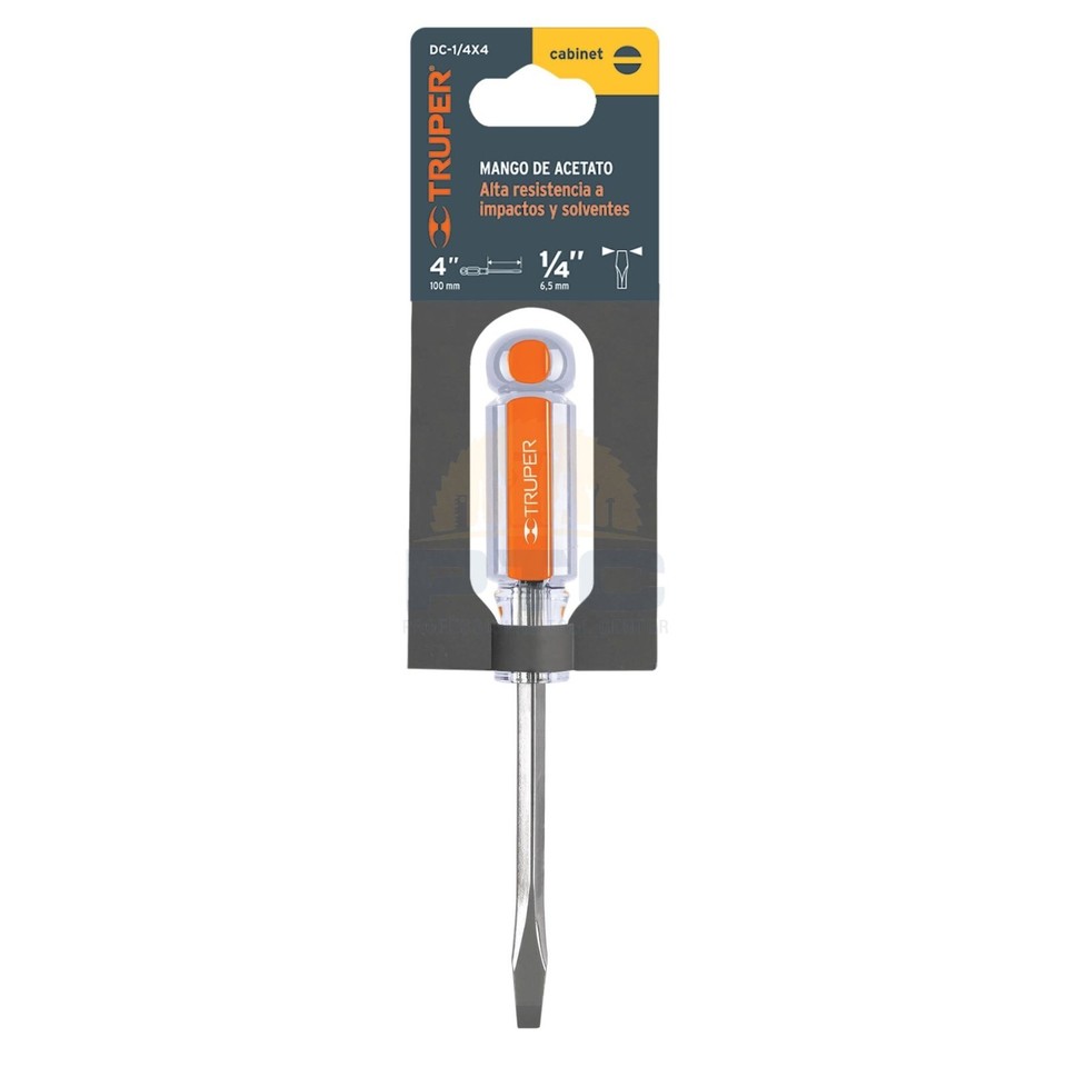 Truper DC-1/4X4 Flat screwdriver 1/4 x 4" square shank acetate handle ...