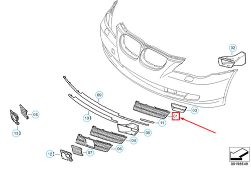 NEW BMW 5 E60 FRONT BUMPER RIGHT GRILLE 51117178098 7178098 OEM | eBay