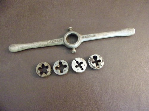 Vintage Forged Steel Tee Handle With Mixed Lot Of Four Dies | eBay