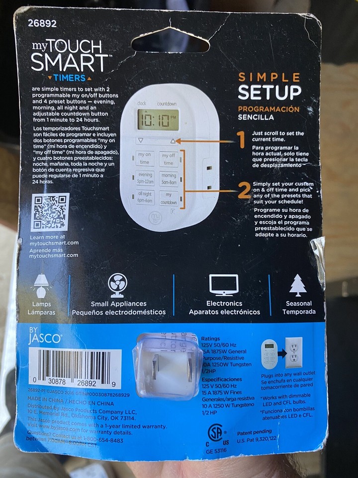 NEW GE MYTOUCH SMART SIMPLE SET INDOOR DIGITAL TIMER PLUG-IN 26892 | eBay