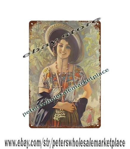 Latina Senorita Mexican art Mexico by Antonio Gomez R metal tin sign | eBay