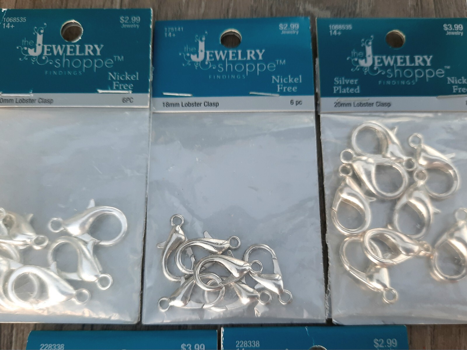 5 pkg Lot of 40pc Lobster Clasps Silver and 18k Gold Plated 14mm, 18mm ...
