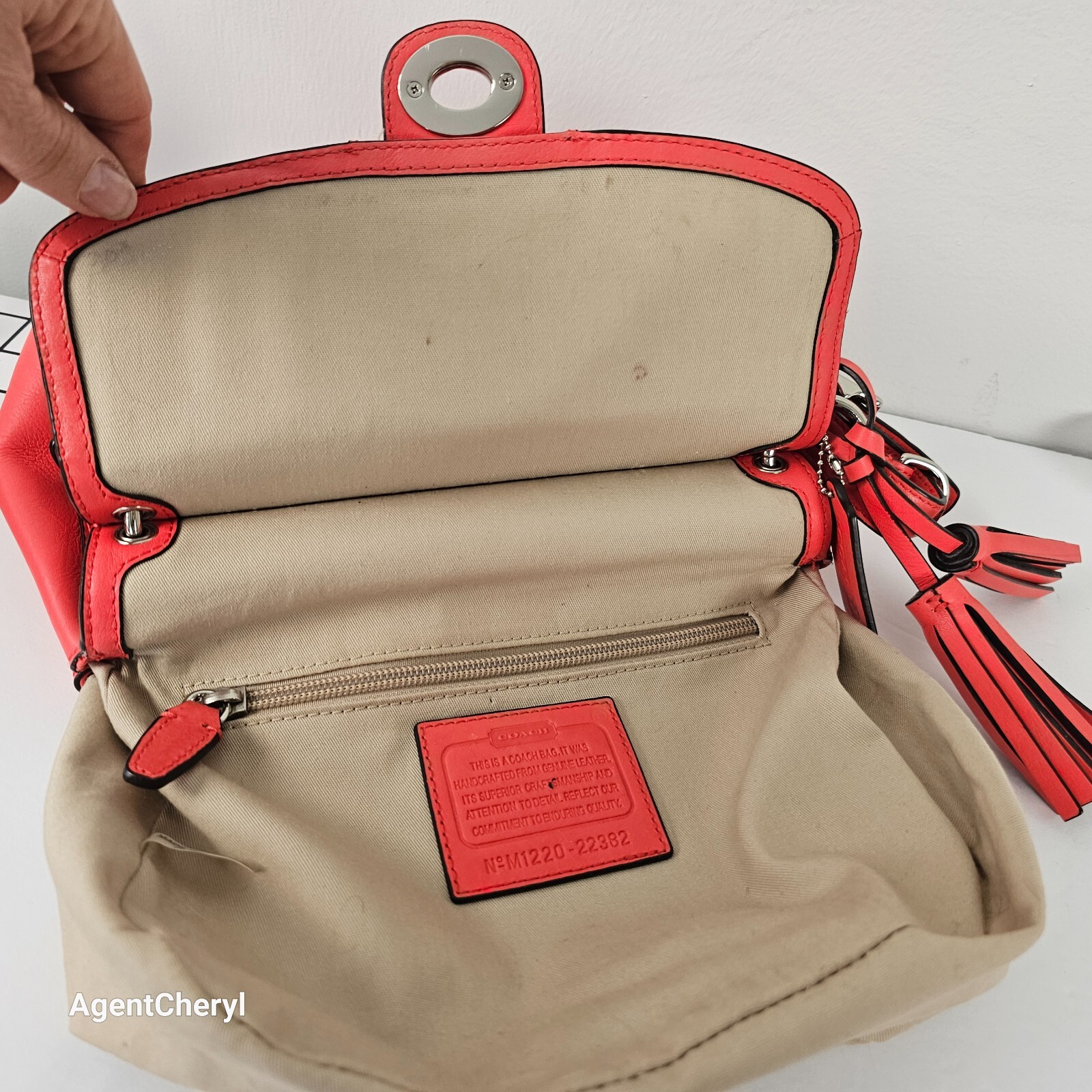 COACH Willis Coral Glovetanned Leather 22382 Crossbody Shoulder Bag ...