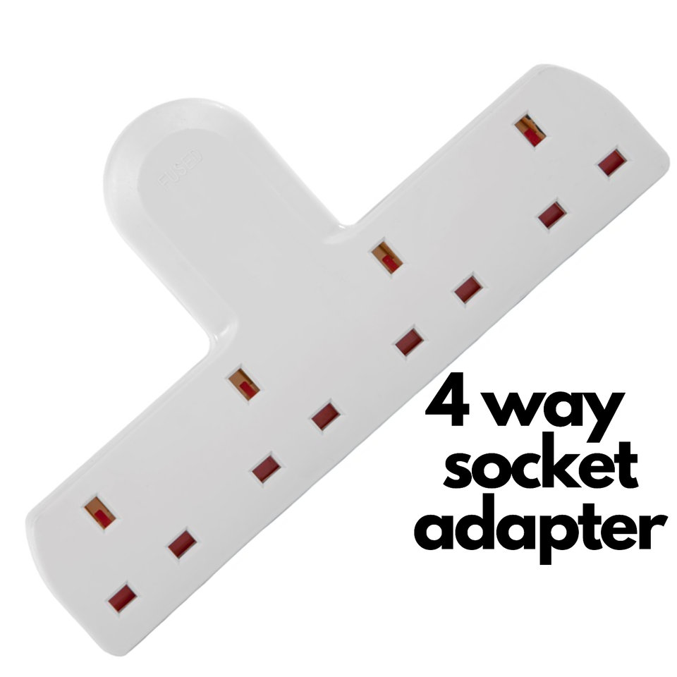 Main Adaptor Extension Power Socket 4 Way Gang Switched Multi UK Plug ...