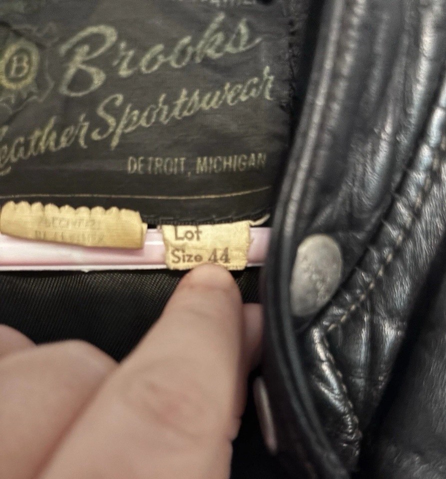 Vintage Brooks Jacket 44/Large Black Leather Biker Moto Racer Made ...