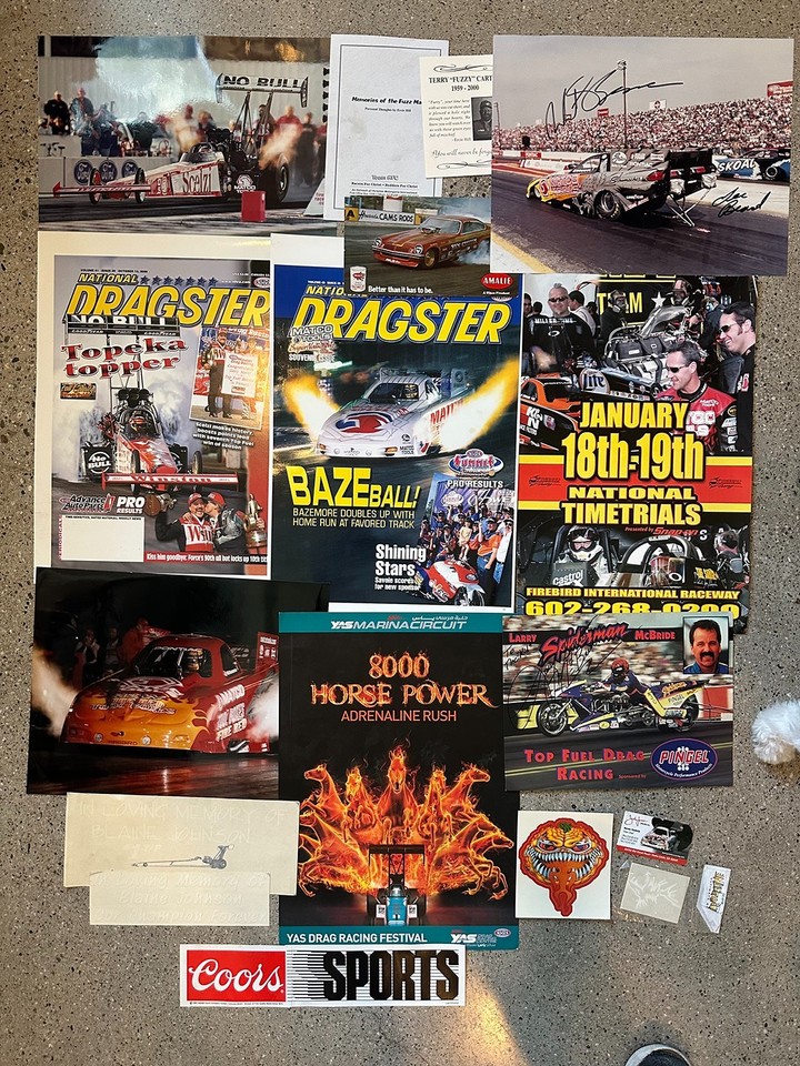 Vintage NHRA Press Kit Folder LOT + photos handouts some signed Snake ...