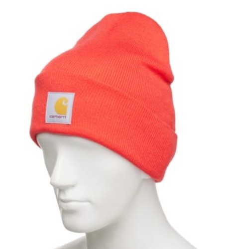 NWT Carhartt Knit Cuffed Beanie Color Bittersweet Orange Neon Winter ...