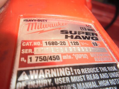 MILWAUKEE HEAVY DUTY 1/2" 1680-20 SUPER HAWG (WITH 6 BITS) | eBay