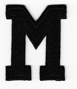 LETTERS - BLACK BLOCK LETTER "M" (1 7/8") - Iron On Embroidered ...