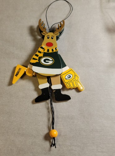 Green Bay Packers NFL Cheering Reindeer Wood Christmas Ornament | eBay