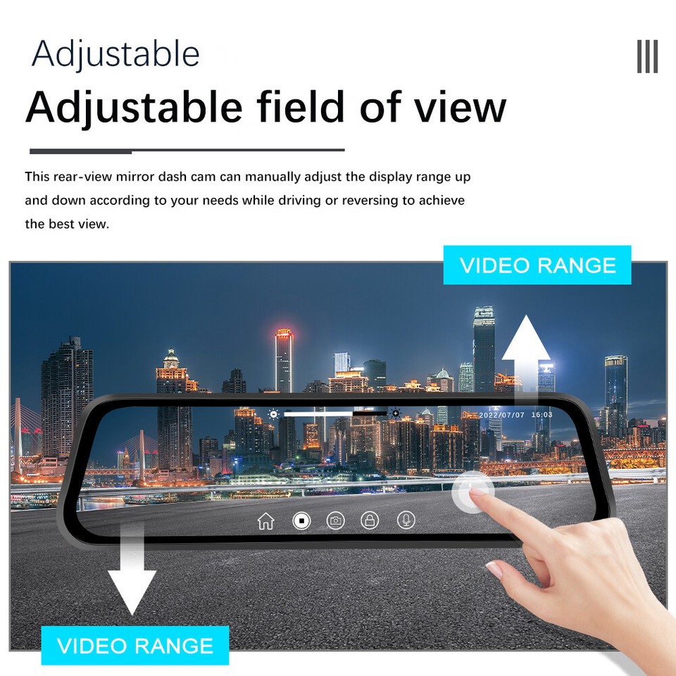 Rear View Mirror with 10" LCD Screen & 1080p Dash Cam + 1080p Backup ...