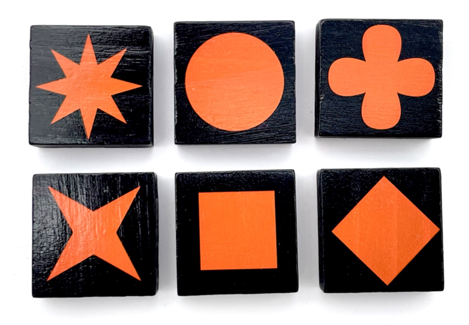 Qwirkle Wood Blocks - Set of 6 Orange Shapes - Game Replacement Parts ...