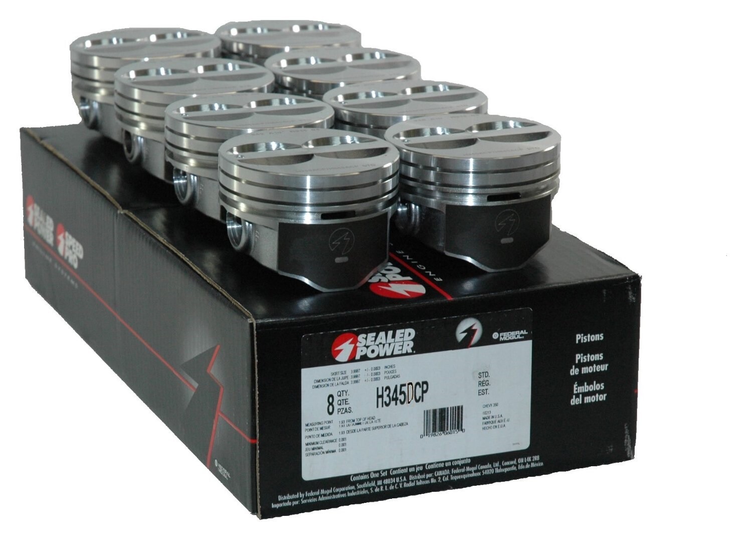 Chevy 350 5.7 SBC SPEED PRO H345DCP Pistons 8-PACK Hypereutectic Flat ...